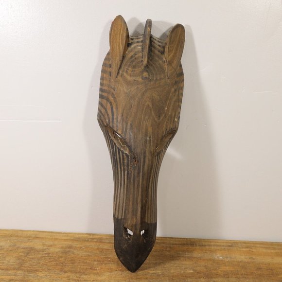 Vintage | Accents | Vintage Hand Carved Wood Zebra Face Mask 4 Tall ...